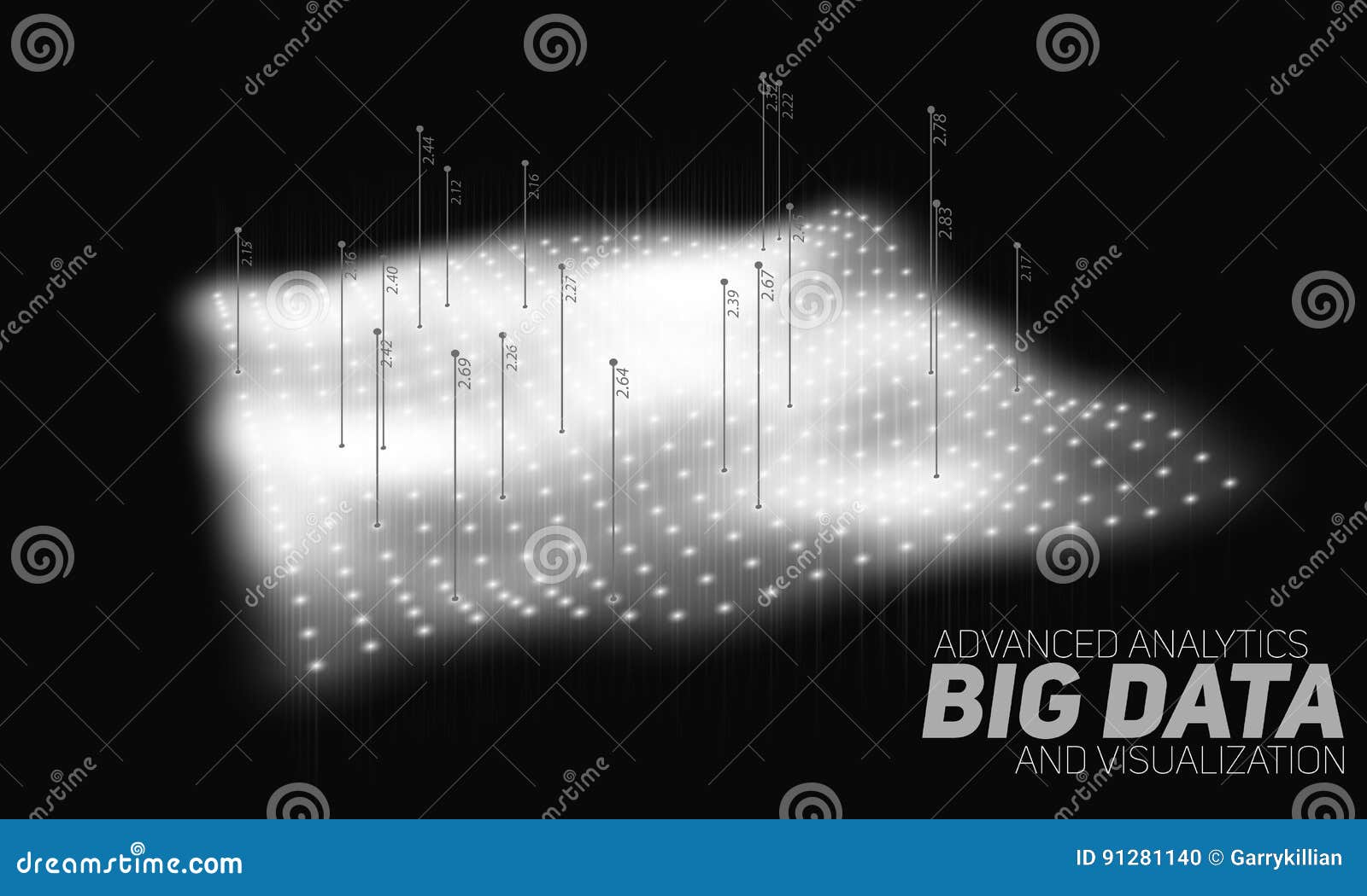 Big Data 3D Plot Visualization Background Illustration. | CartoonDealer ...