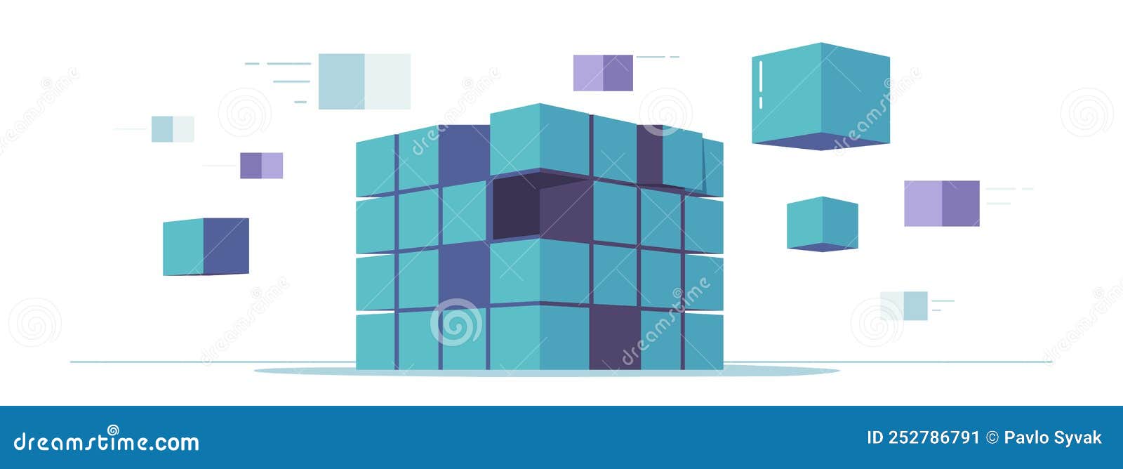 Big Data Processing Center, Cube or Box Block Chain. Cloud Database ...