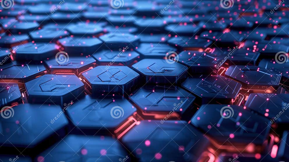 Big Data Processing with Futuristic Hexagonal Network Flowing with Information Stock Image ...