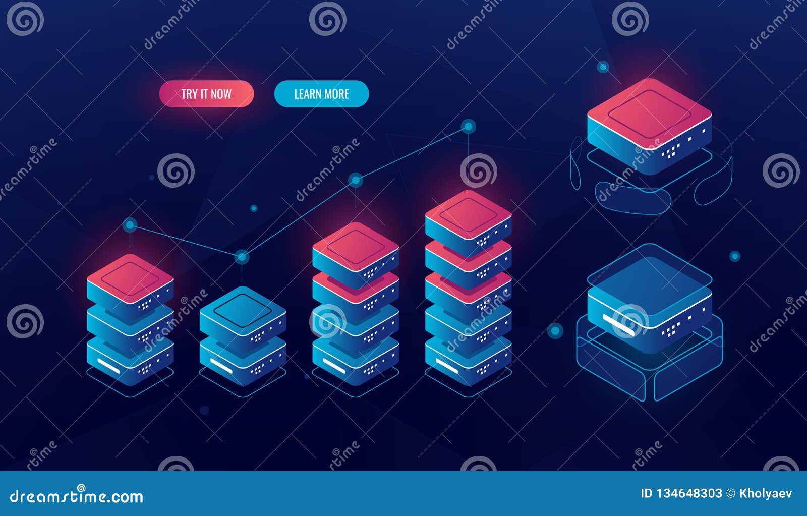 Big Data Processing Isometric Graph Diagram Inform Analysis And