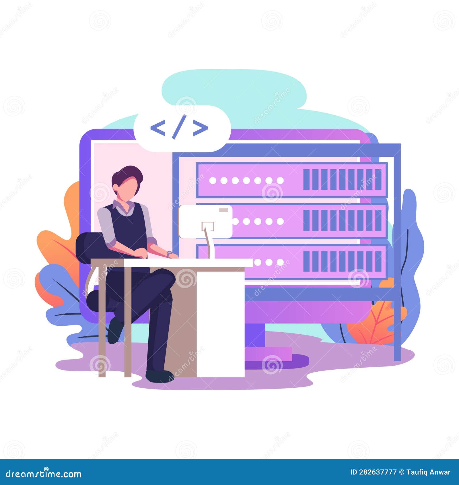 Big Data Programming Flat Style Iustratin Design Stock Vector ...