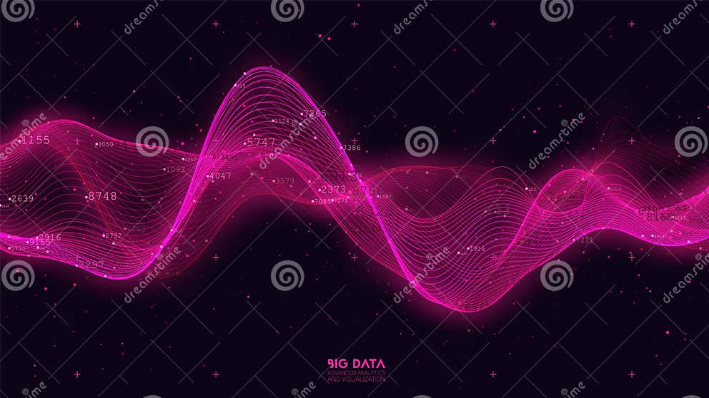 Big Data Red Wave Visualization. Futuristic Infographic. Information ...