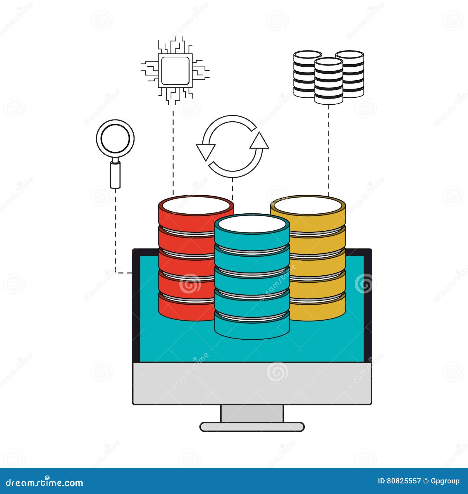 Big Data Related Icons Image Stock Vector - Illustration of protect ...