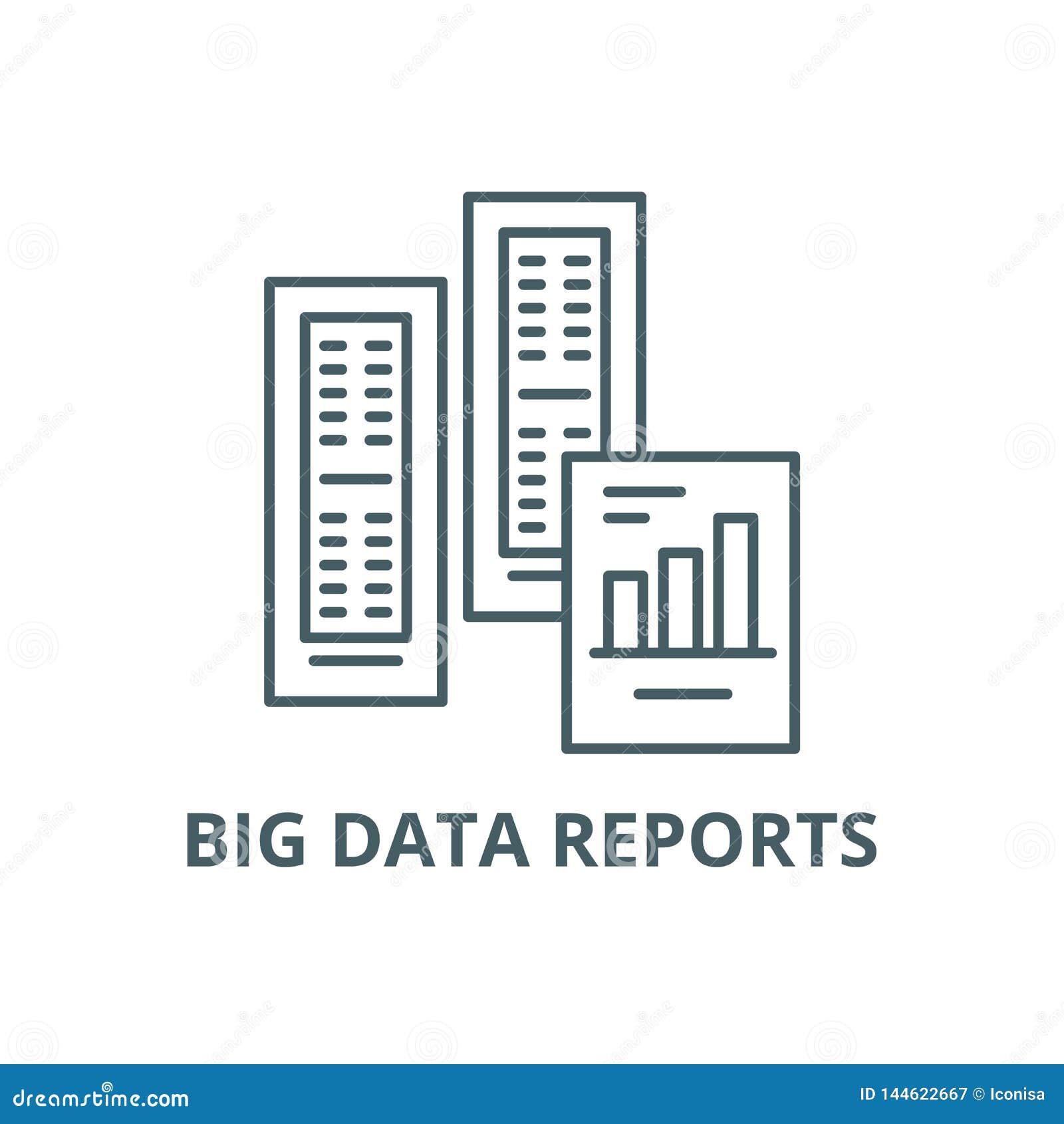 Big Data Reports Line Icon, Vector. Big Data Reports Outline Sign ...