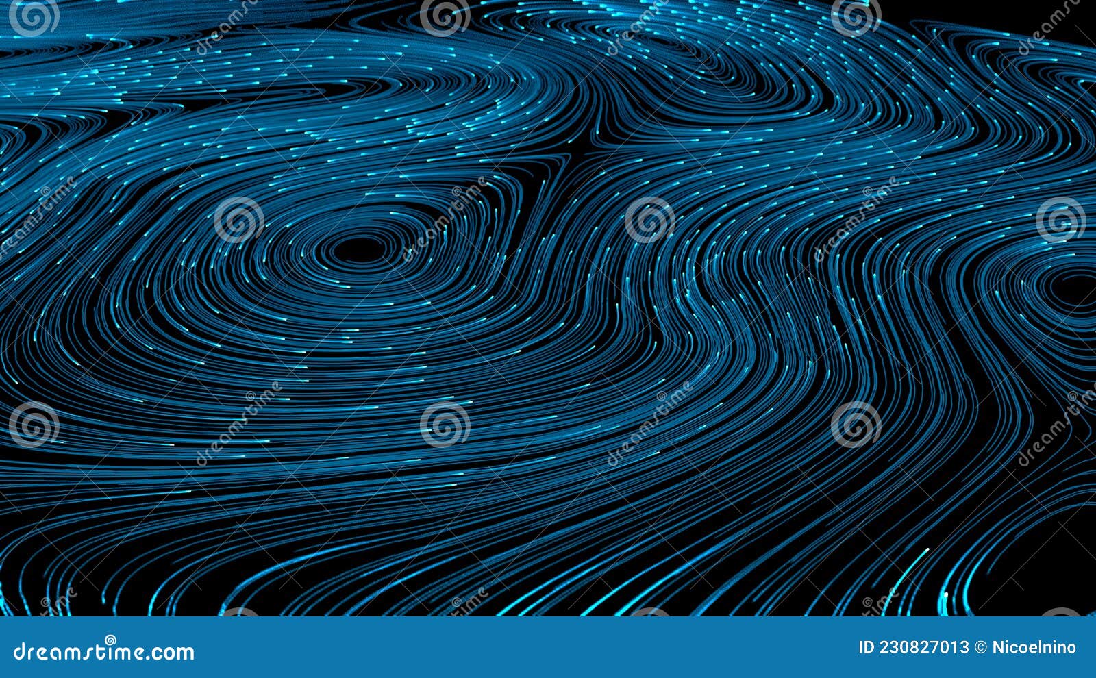 Big Data Sci-fi Abstract Background with Particles on Optical Fiber ...