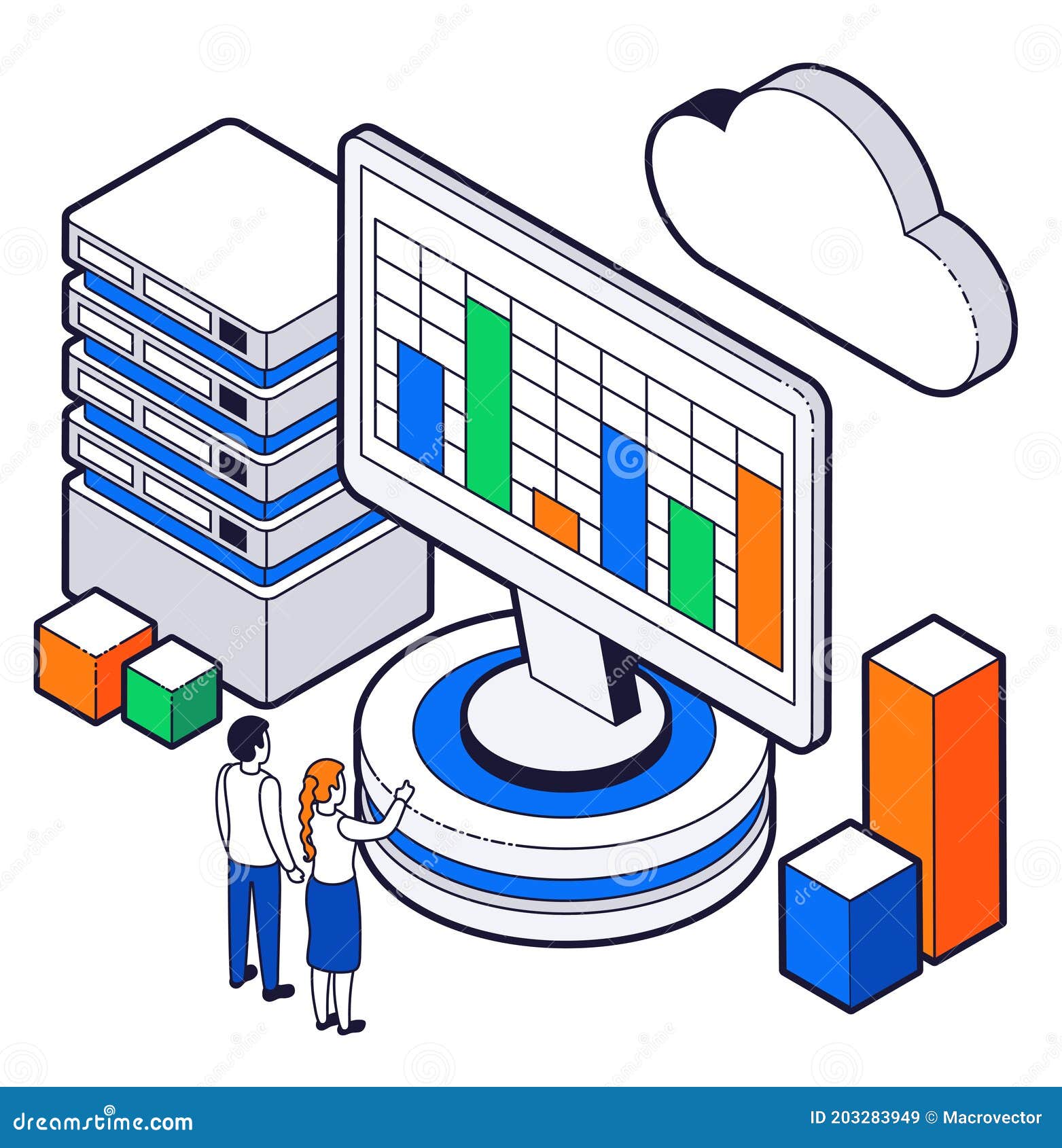 Big Data Science Analysis stock vector. Illustration of safety - 203283949