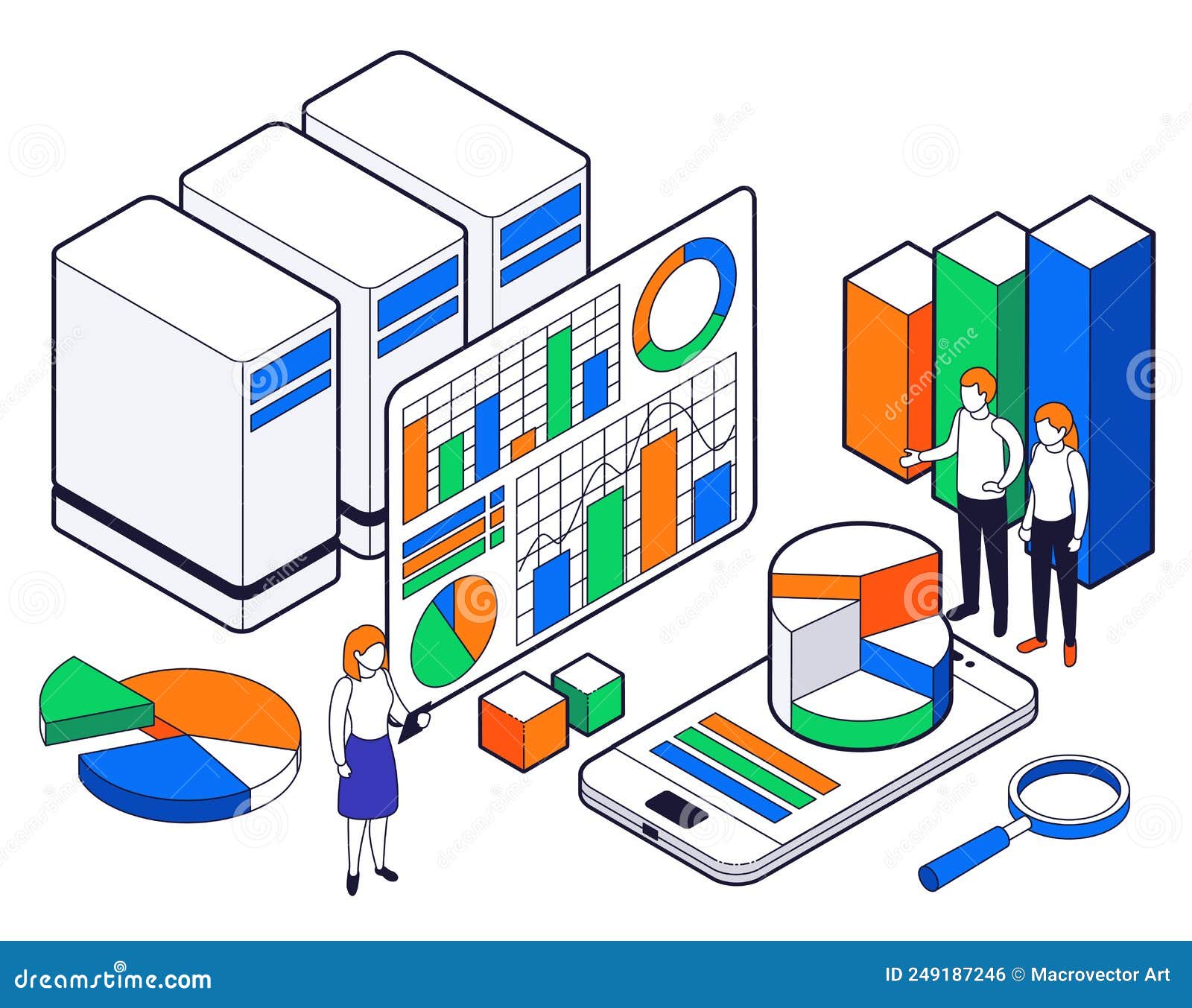 Big Data Science Analysis Isometric Icon Set Stock Vector ...