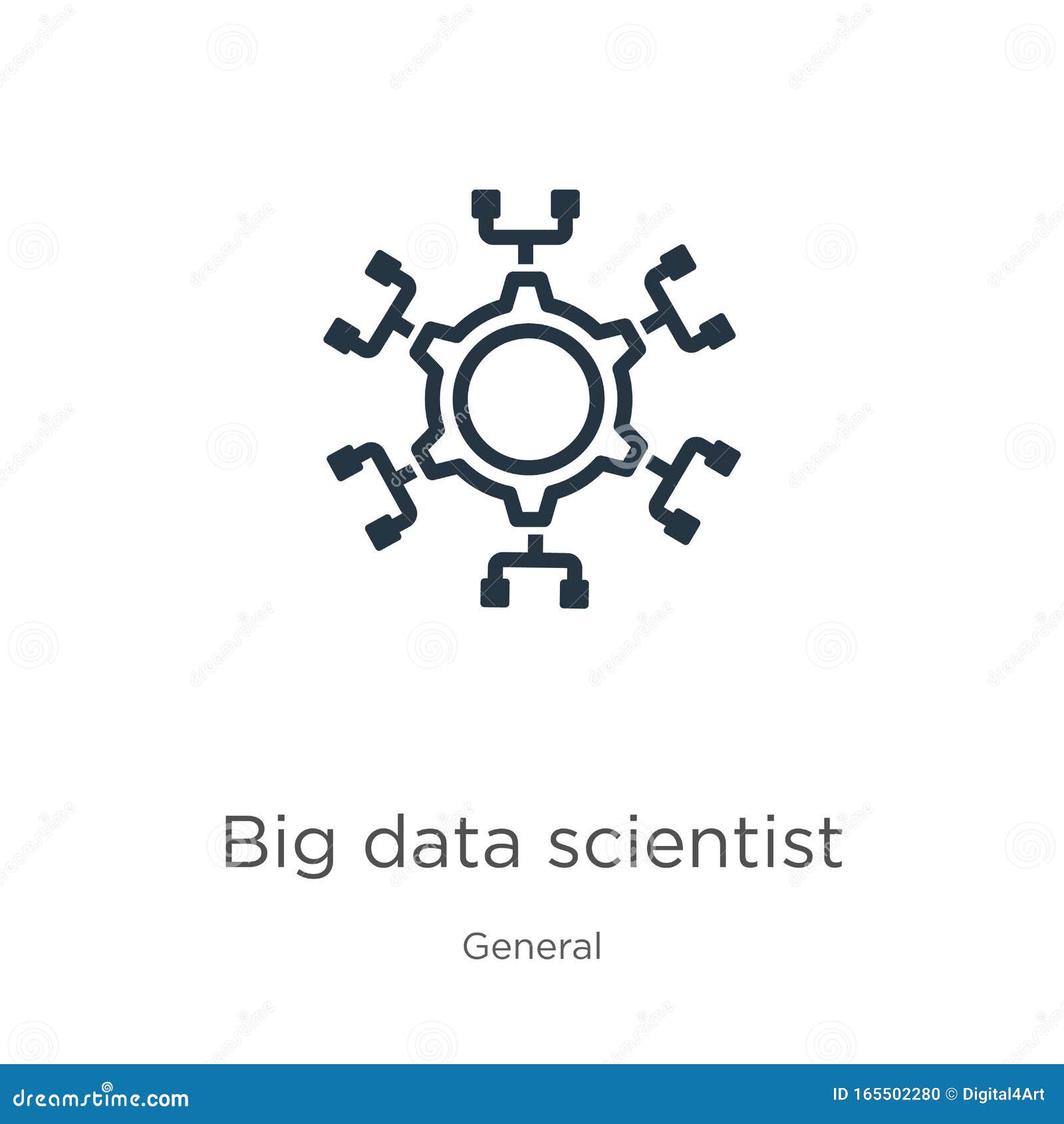Big Data Scientist Icon. Thin Linear Big Data Scientist Outline Icon ...