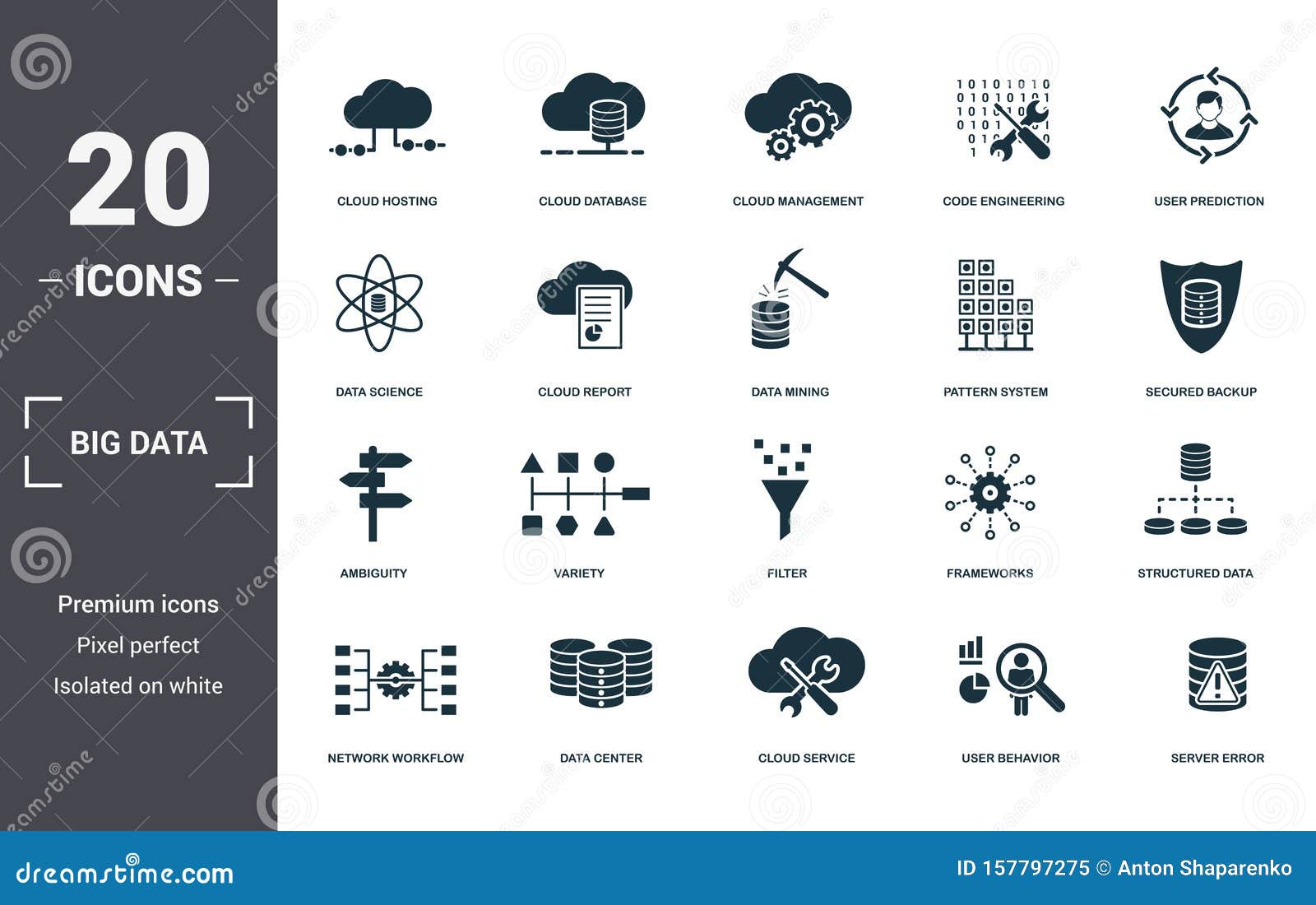 Big Data Set Icons Collection. Includes Simple Elements Such As Cloud ...