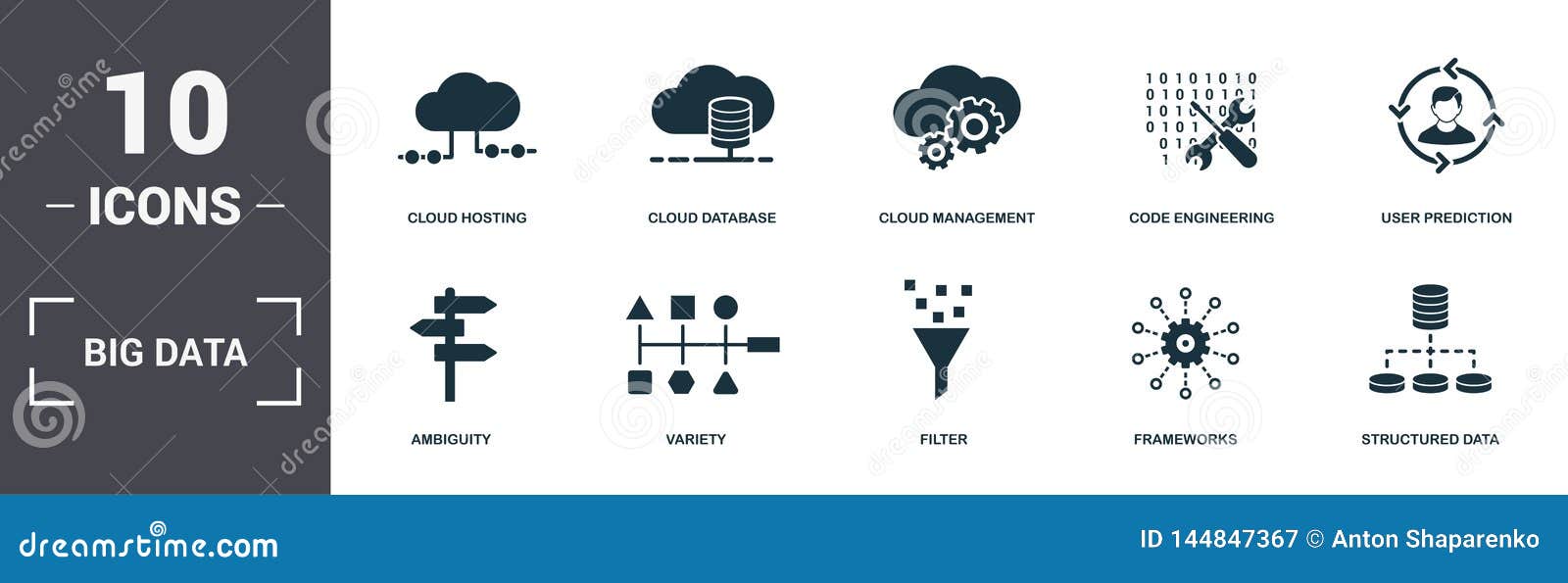 Big Data Set Icons Collection. Includes Simple Elements Such As Cloud ...