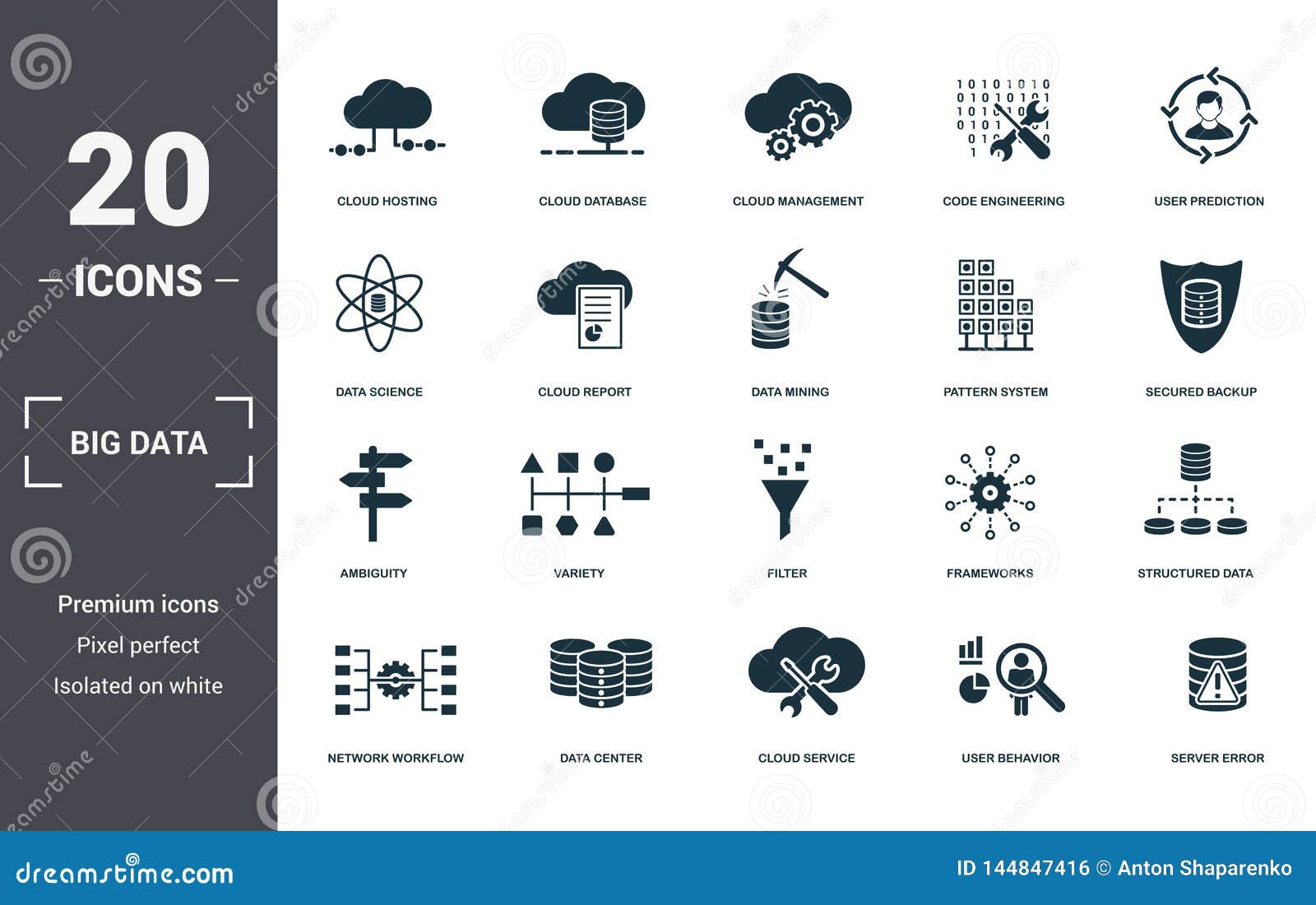 Big Data Set Icons Collection. Includes Simple Elements Such As Cloud ...