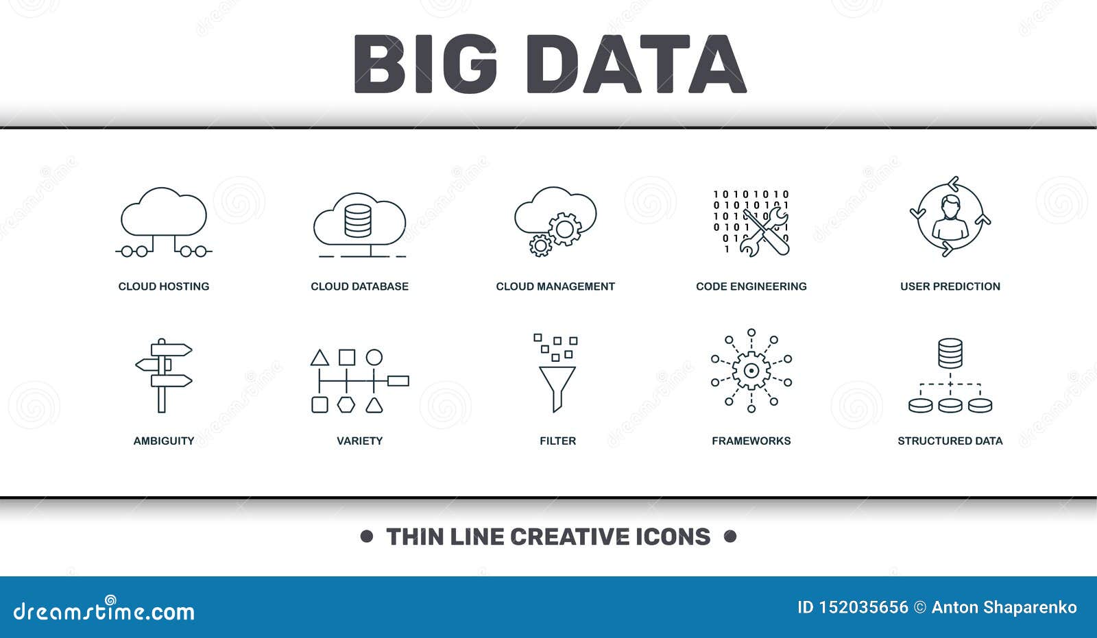 Big Data Set Icons Collection. Includes Simple Elements Such As Cloud ...