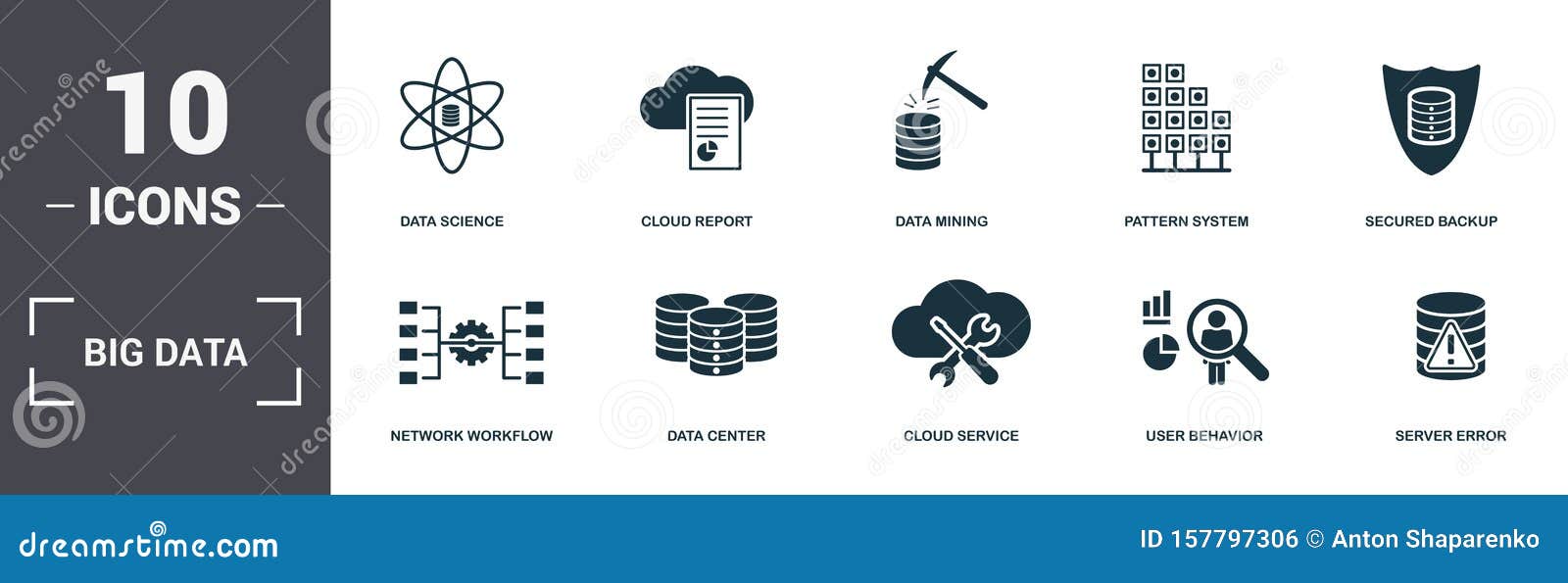 Big Data Set Icons Collection. Includes Simple Elements Such As Data ...