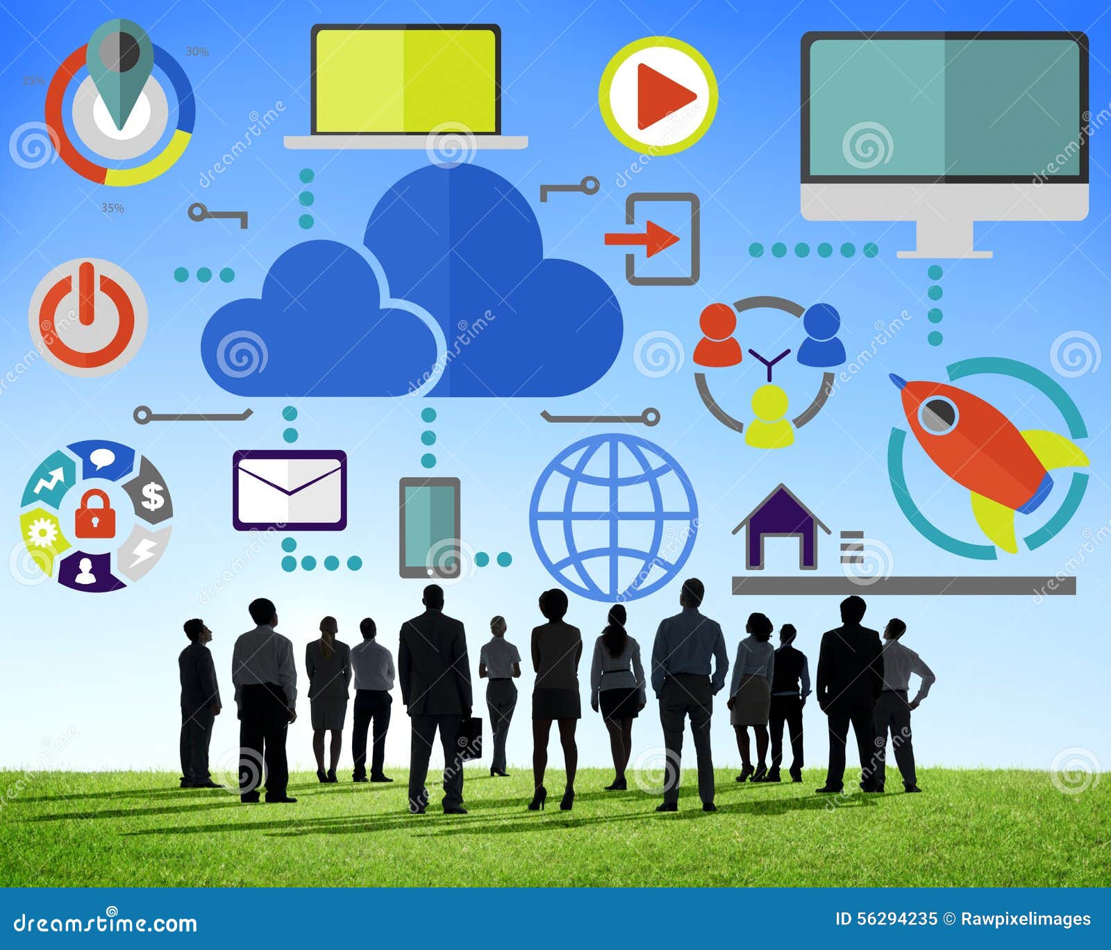 Big Data Sharing Online Global Communication Cloud Concept Stock Image ...