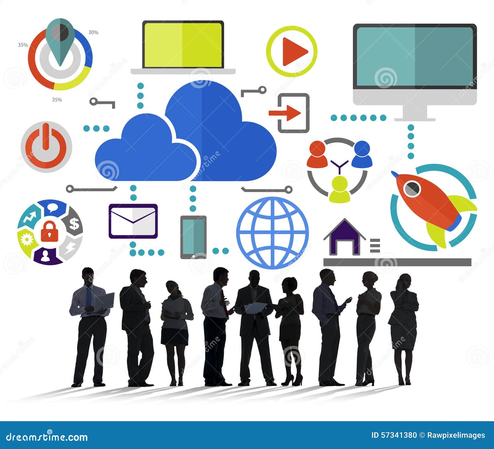 Big Data Sharing Online Global Communication Cloud Concept Stock ...