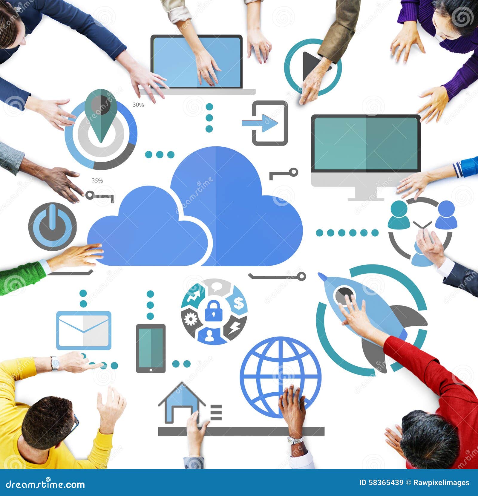 Big Data Sharing Online Global Communication Cloud Concept Stock Image ...