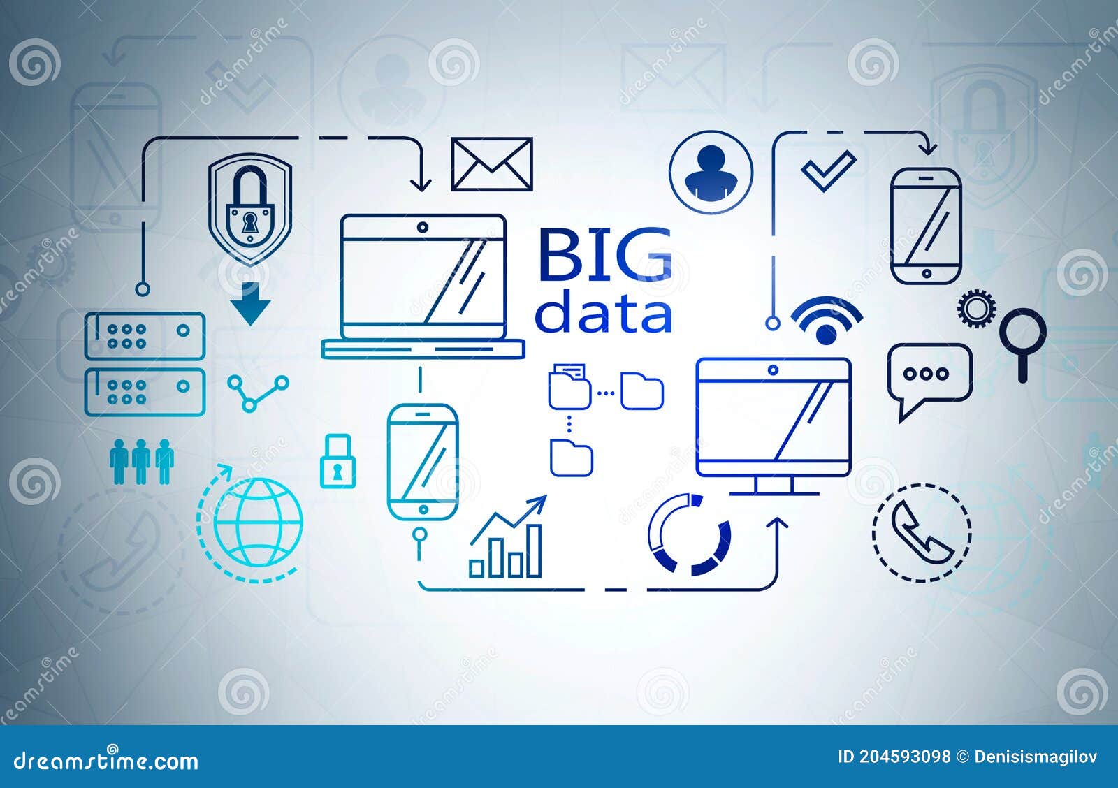 Big Data Sketch on Concrete Wall Stock Illustration - Illustration of ...