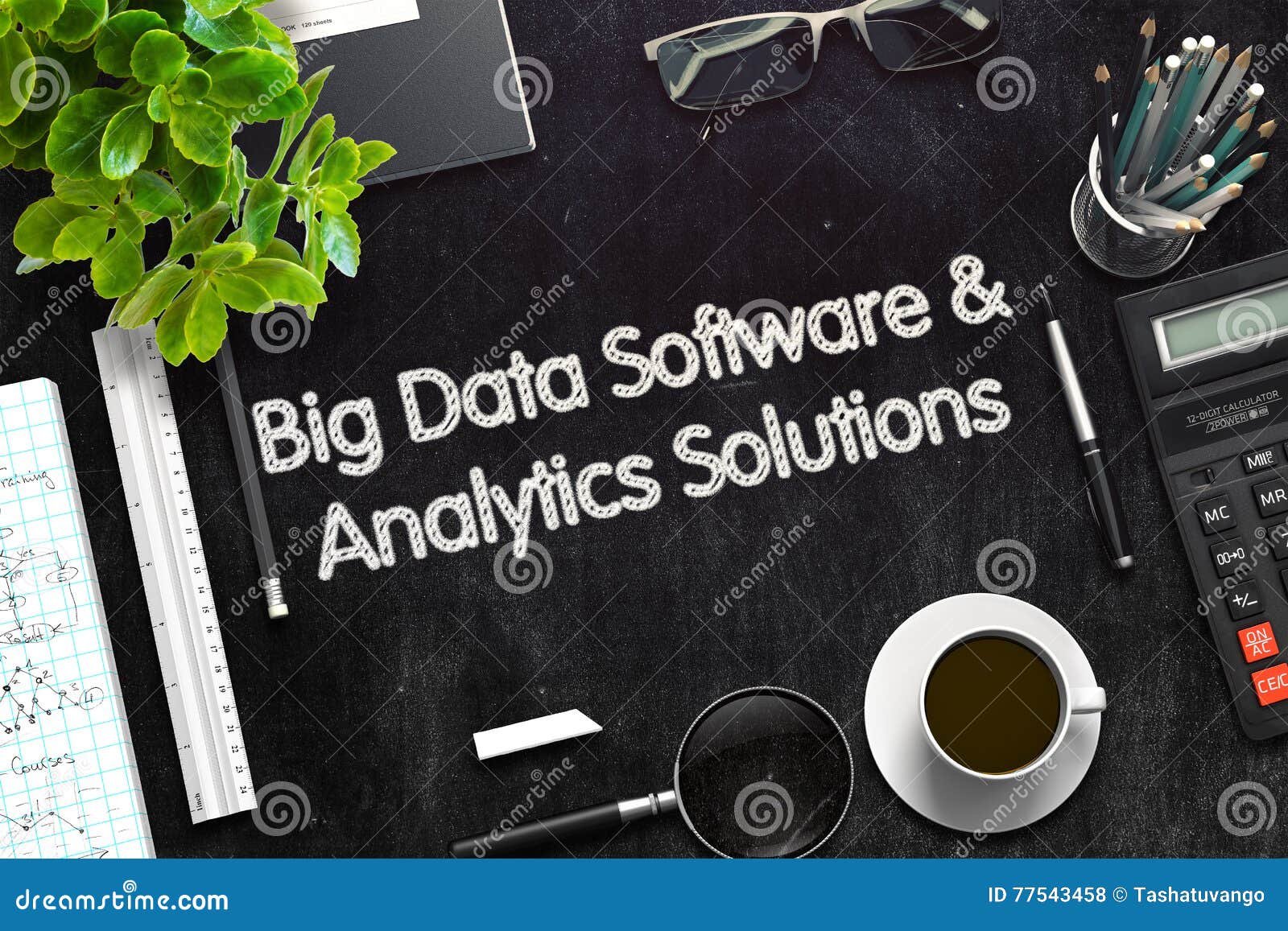 Big Data Software and Analytics Solutions Concept. 3D Render. Stock ...