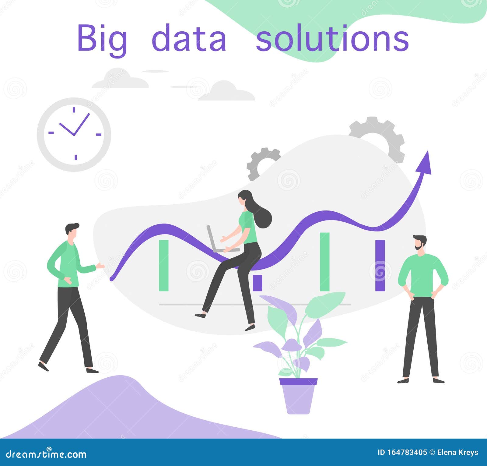 Big Data Solution Financial Increase Growth People Stock Vector ...