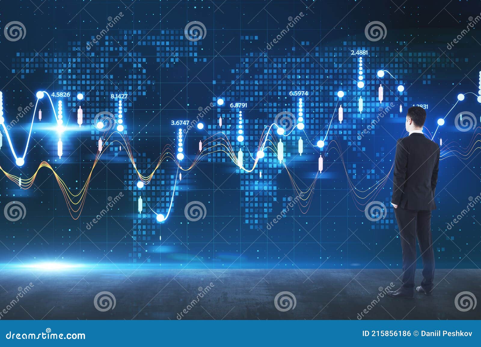 Big Data Statistical Method Concept with Businessman Looking at Virtual ...