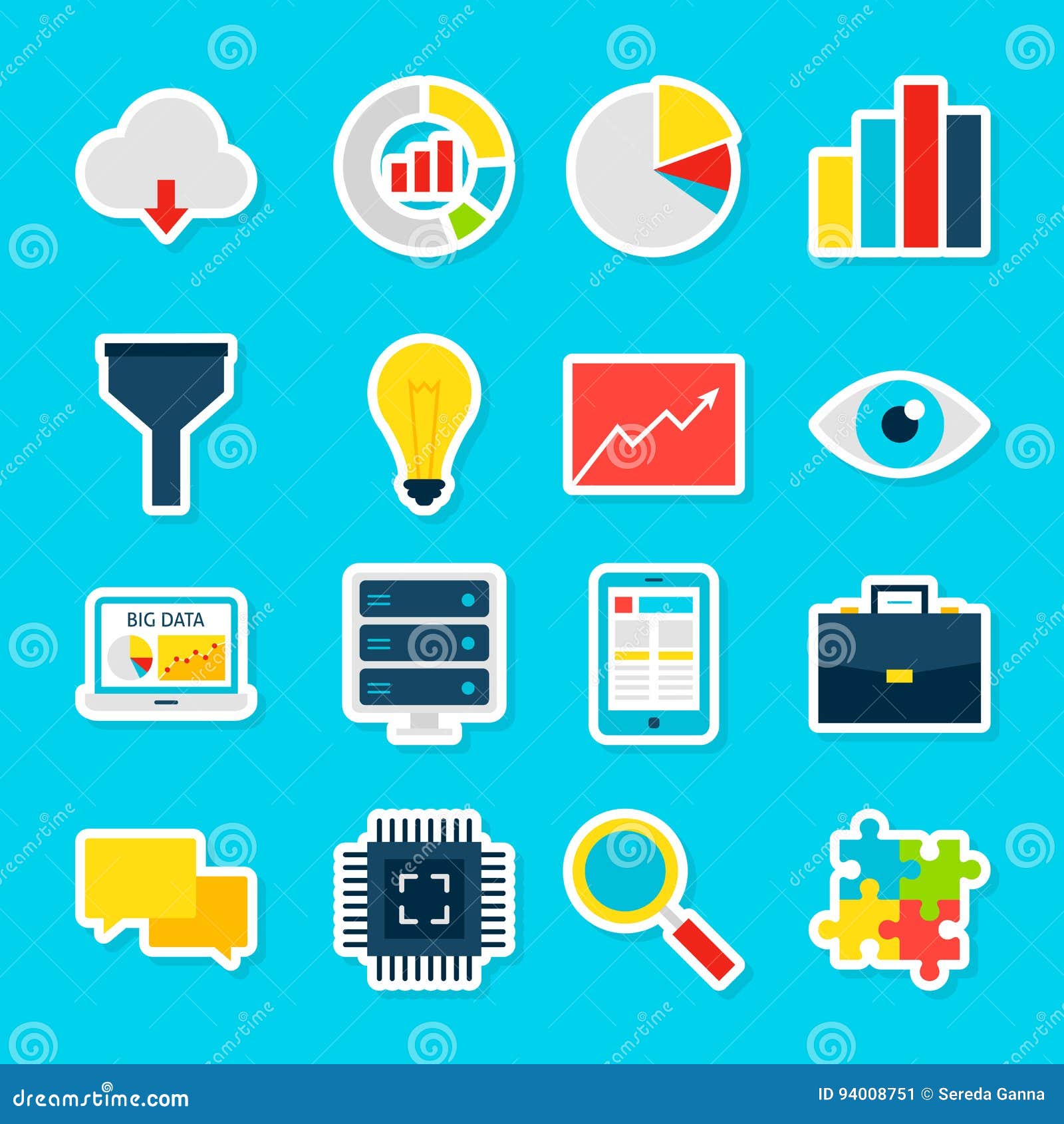 Big Data Stickers stock vector. Illustration of icon - 94008751