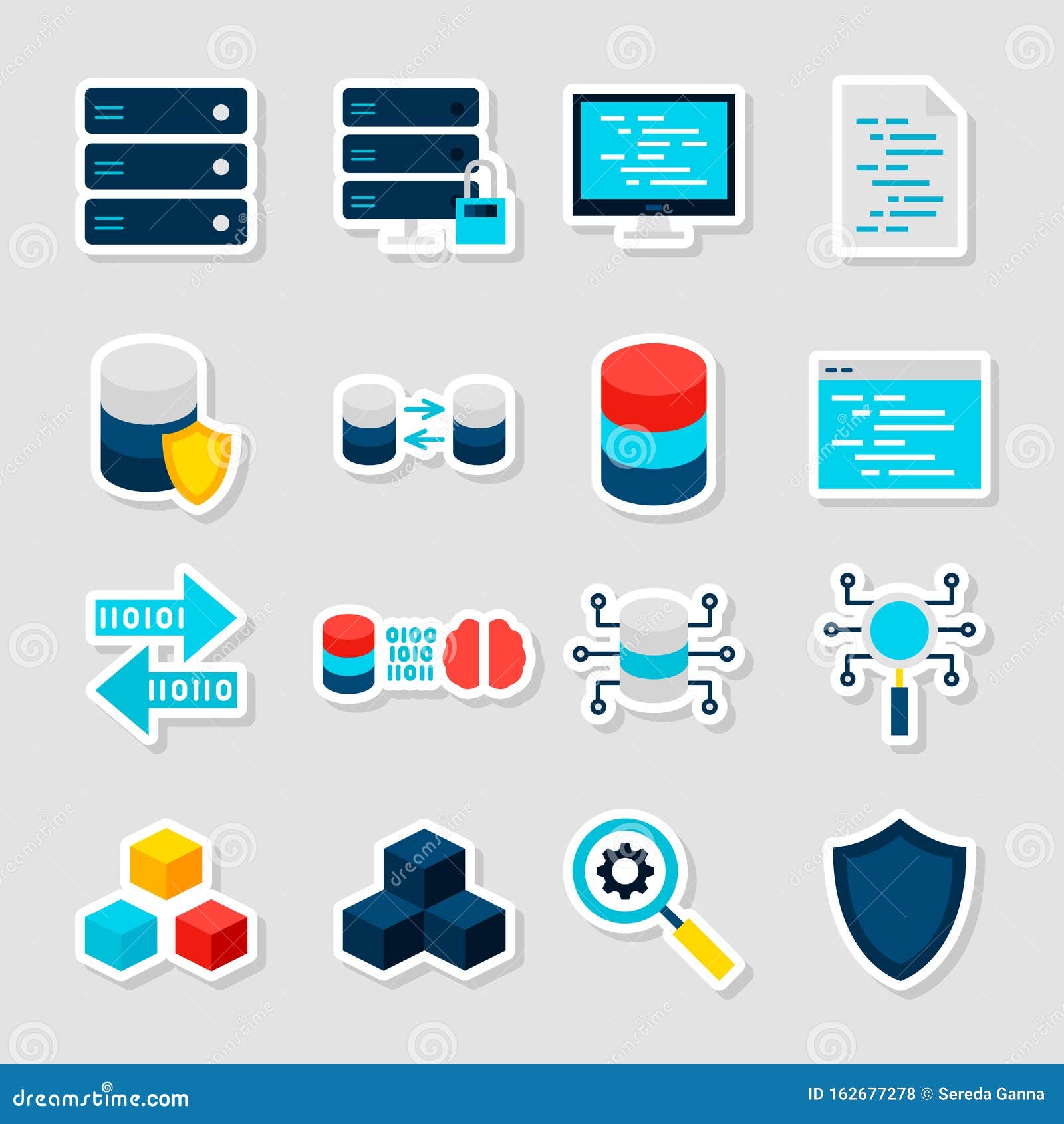 Big Data Stickers stock vector. Illustration of brain - 162677278