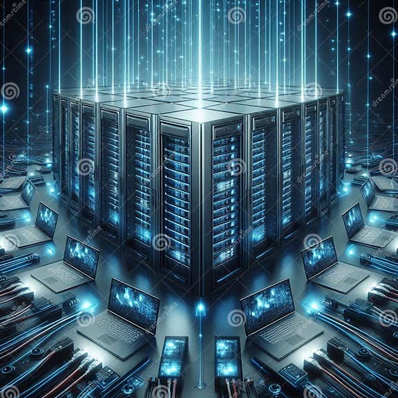 Big Data Storage Rack and Laptop Around Big Data Rack Stock Image ...