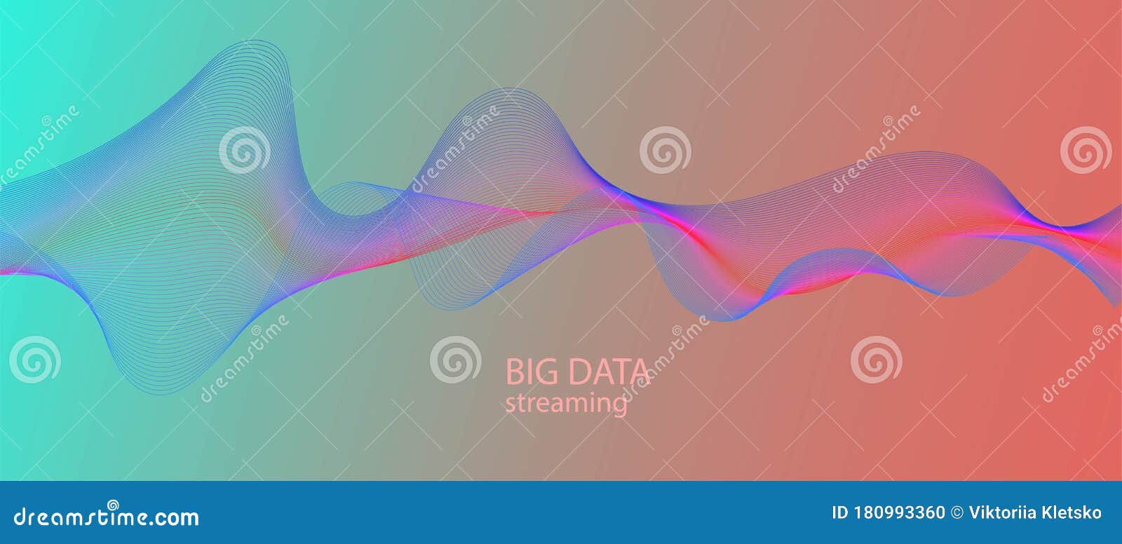 Big Data Stream Futuristic Vector Equalizer. Blue Pink Purple Matrix Computing Banner. 3D ...
