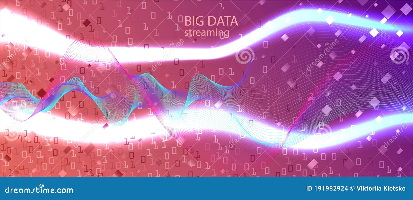 Big Data Stream Vector Background. Cyber Equalizer Slide. Tech Neon Abstract Minimal Layout ...