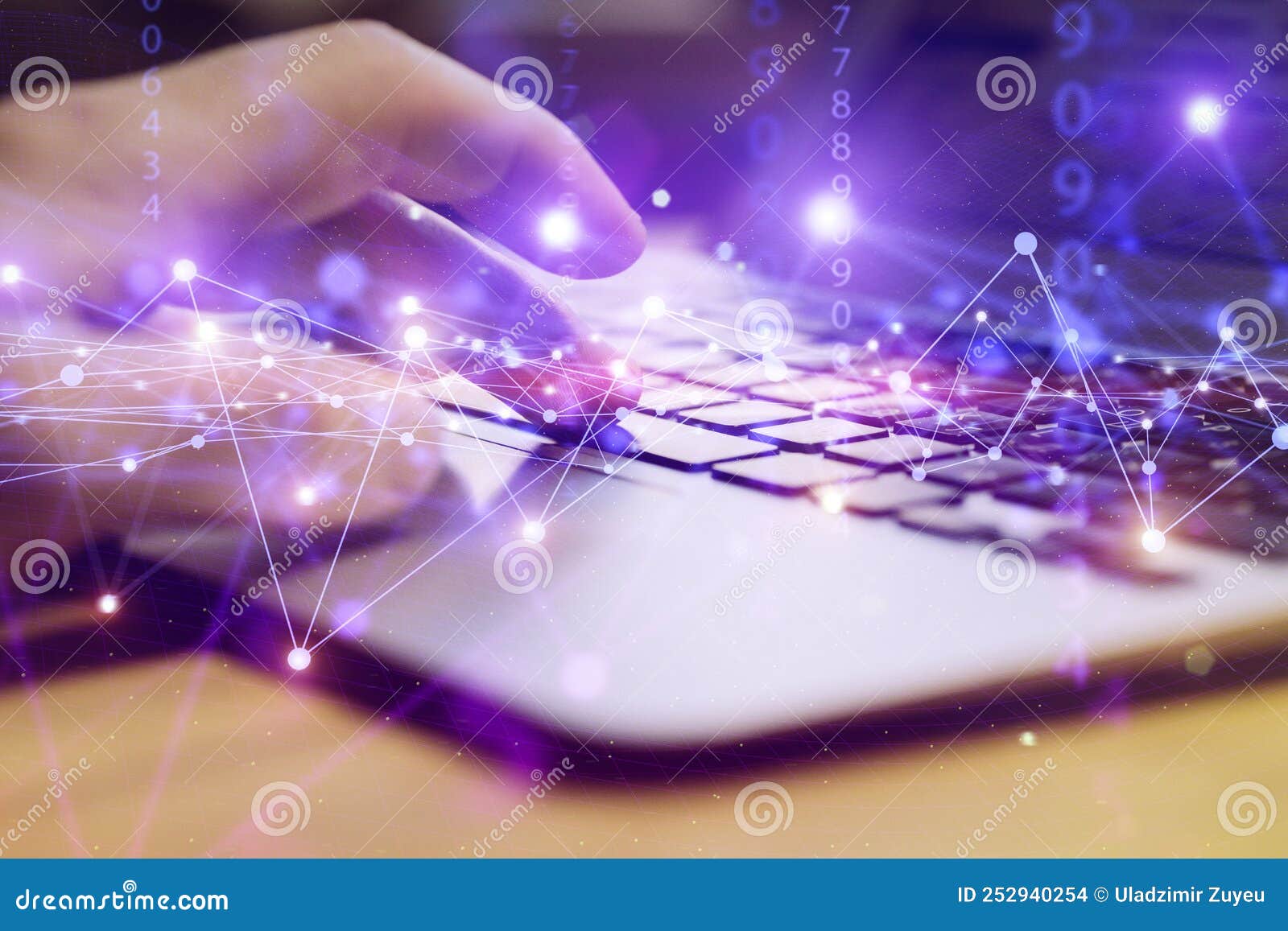 Big Data Technology Background. Using a Laptop Against the Background ...