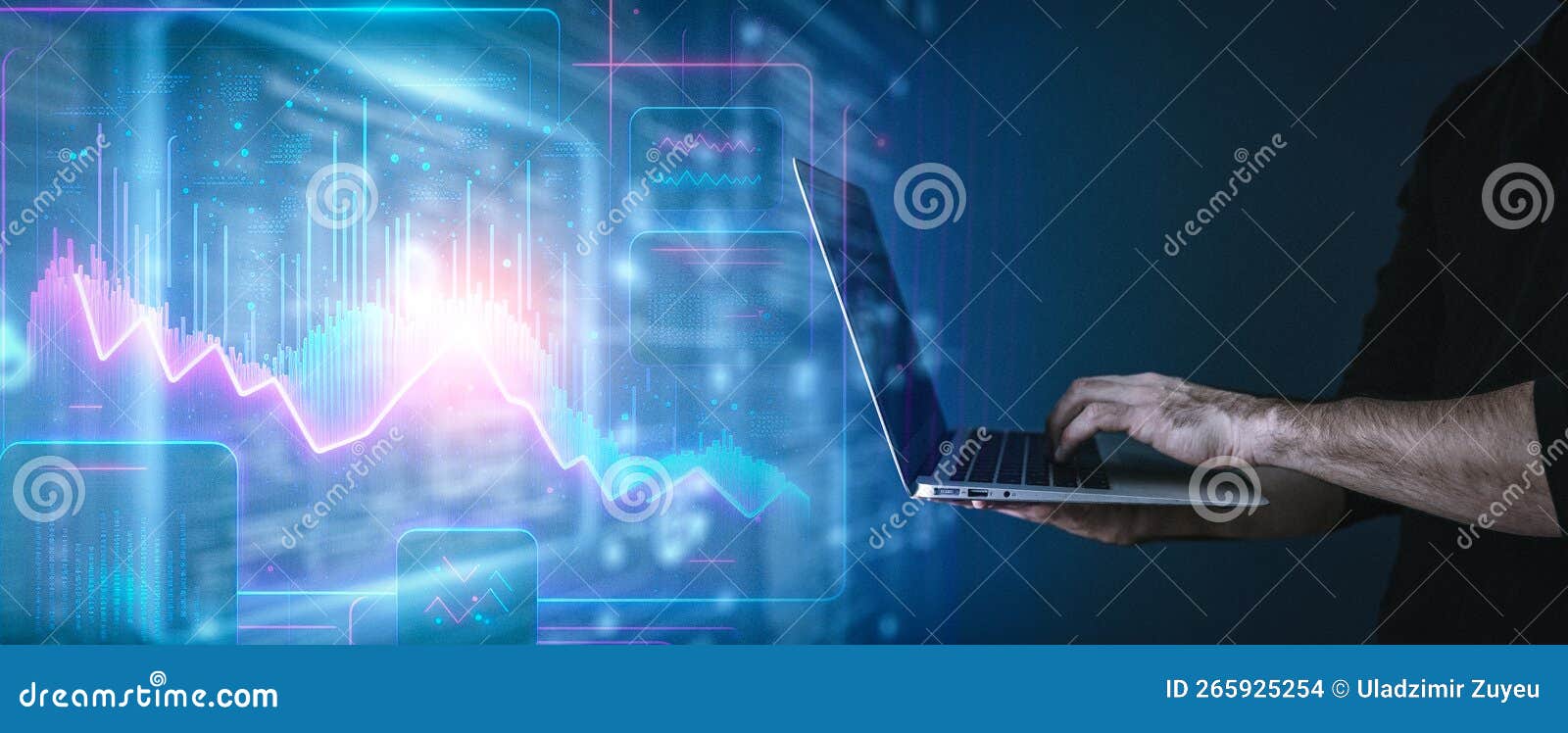 Big Data Technology Background. Using a Laptop Against the Background ...