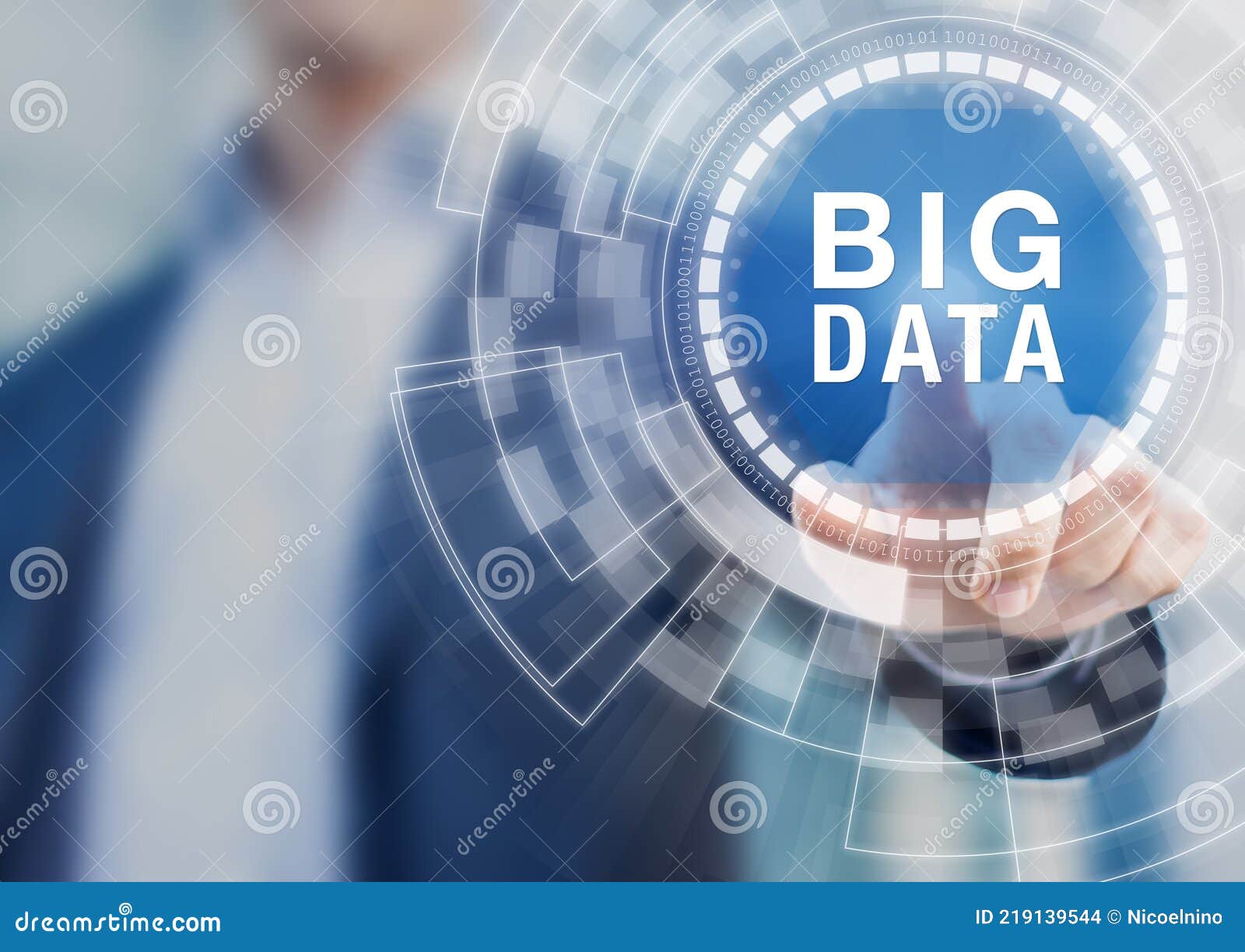 Big Data Technology Concept, Person Touching Interface, Cloud Computing ...