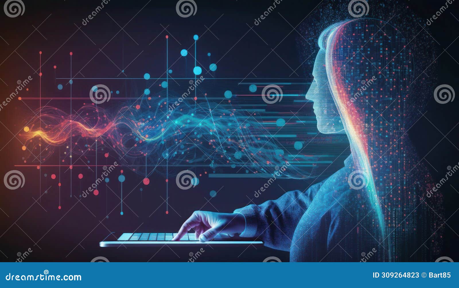 Big Data Technology and Data Science Illustration. Data Flow Concept ...