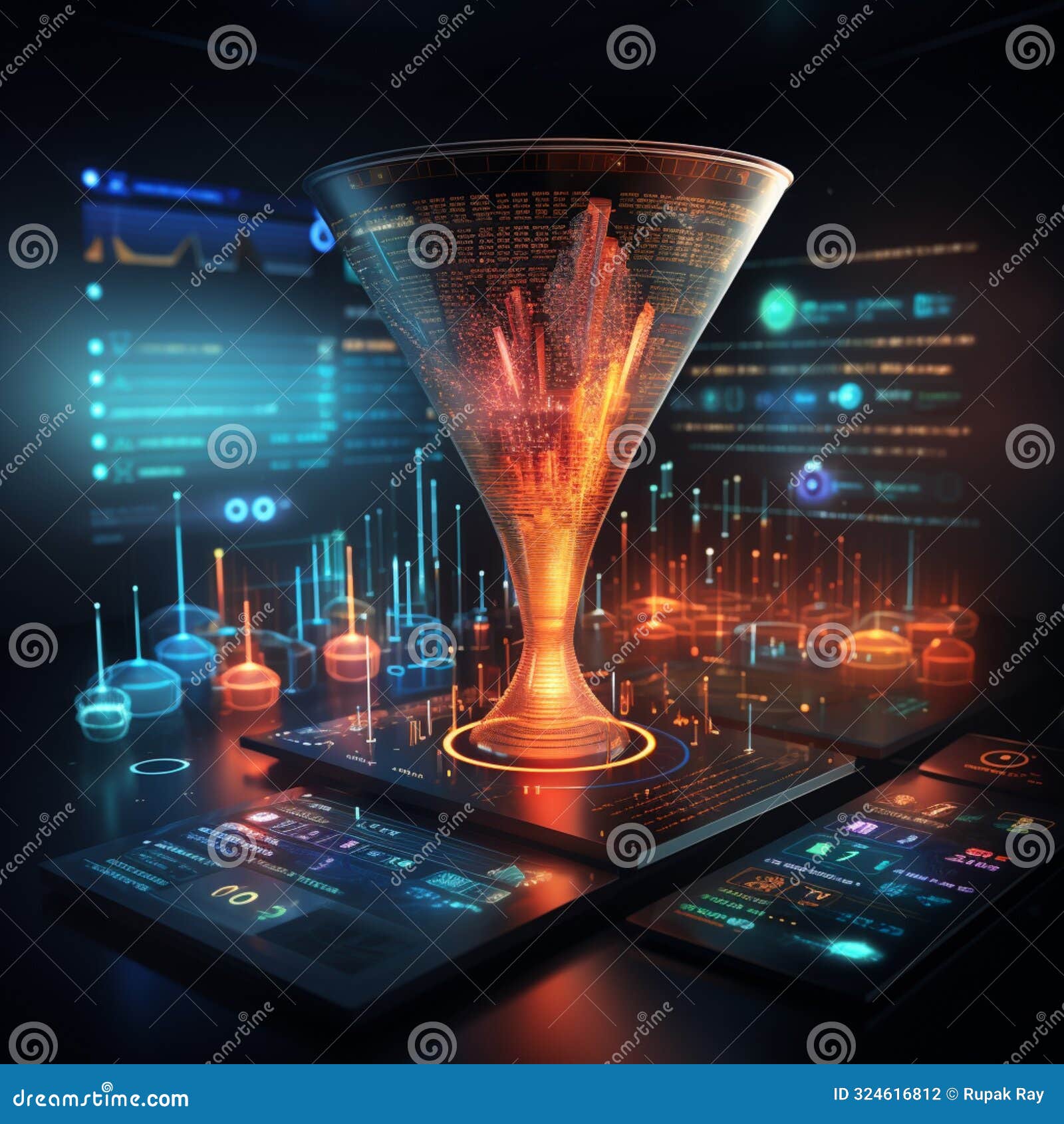 Big Data Technology and Information Funnel Concept Ai Generated Art ...