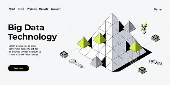 Big Data Technology in Isometric Vector Illustration. Information ...