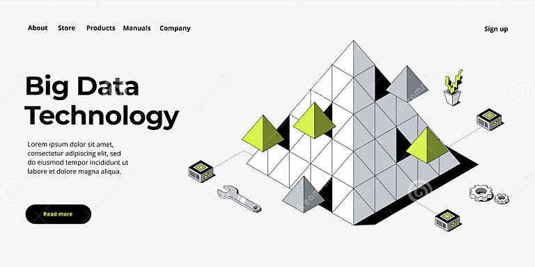 Big Data Technology in Isometric Vector Illustration. Information ...
