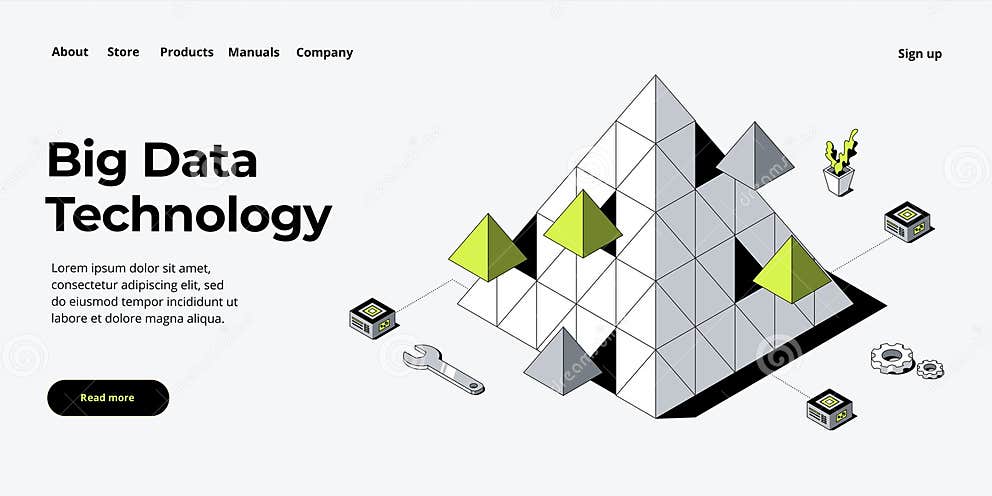 Big Data Technology in Isometric Vector Illustration. Information ...