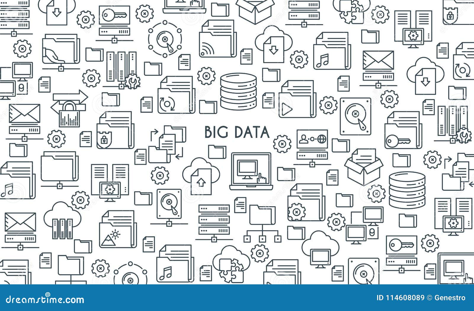 Big Data Technology Line Banner Stock Illustration - Illustration of ...