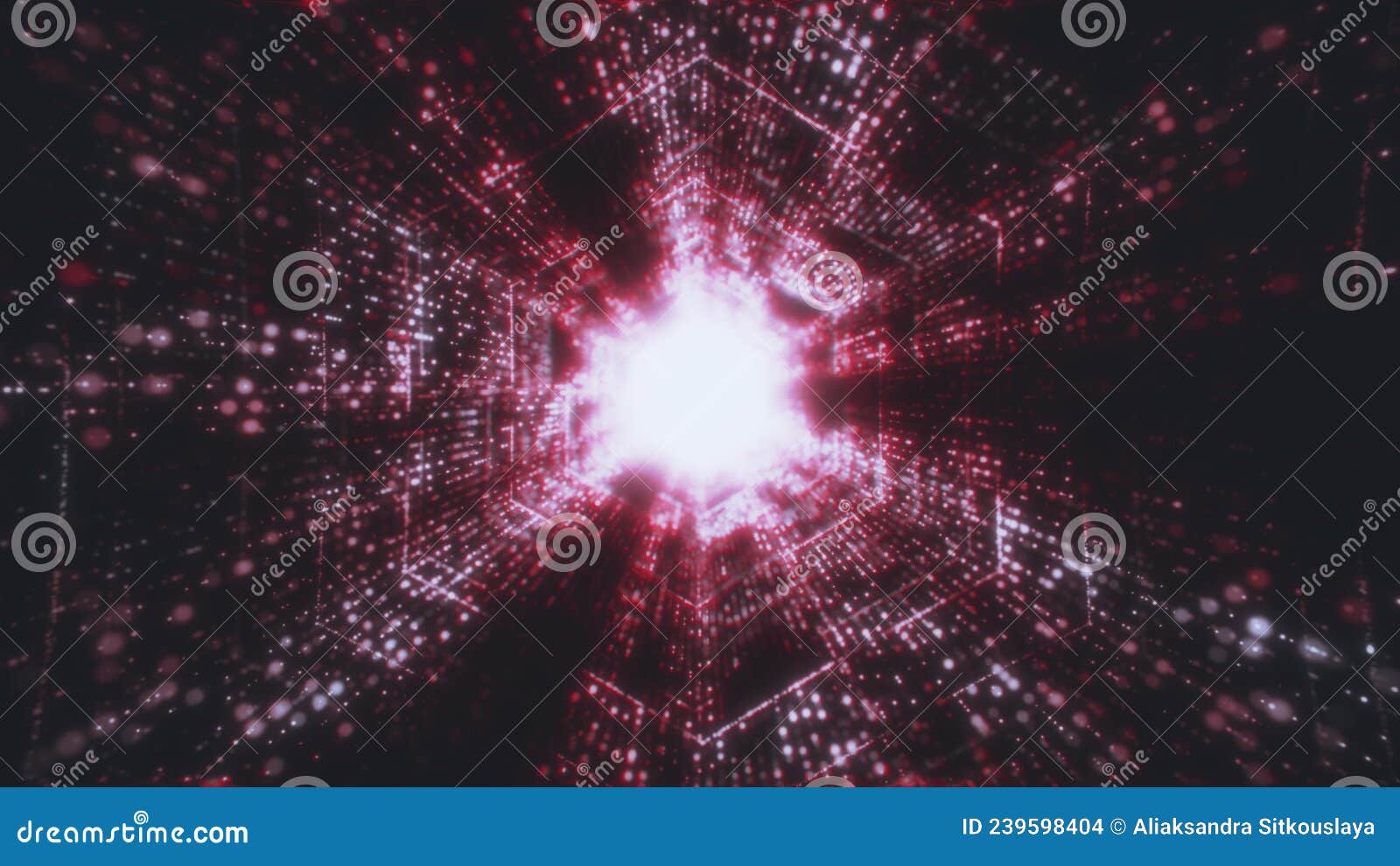 Big Data Technology Red Tunnel, Digital Red Hexagon Tube, Information ...