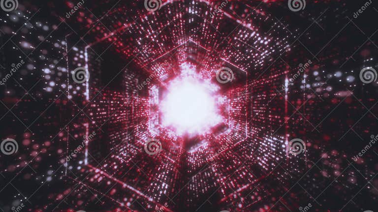 Big Data Technology Red Tunnel, Digital Red Hexagon Tube, Information ...