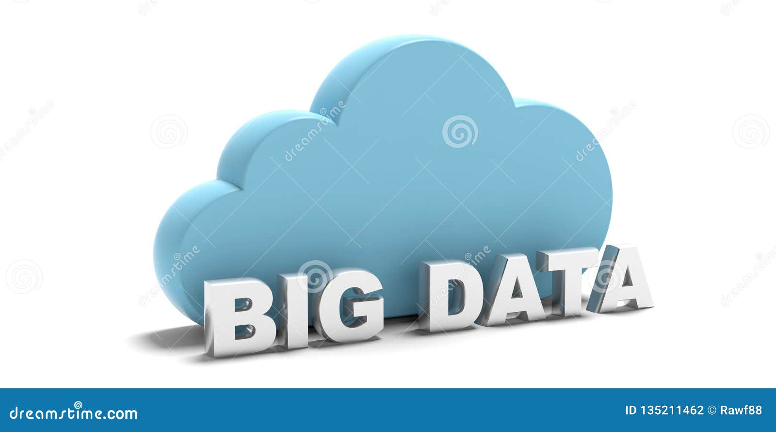Big Data Text and a Blue Cloud Isolated on White Background. 3d ...