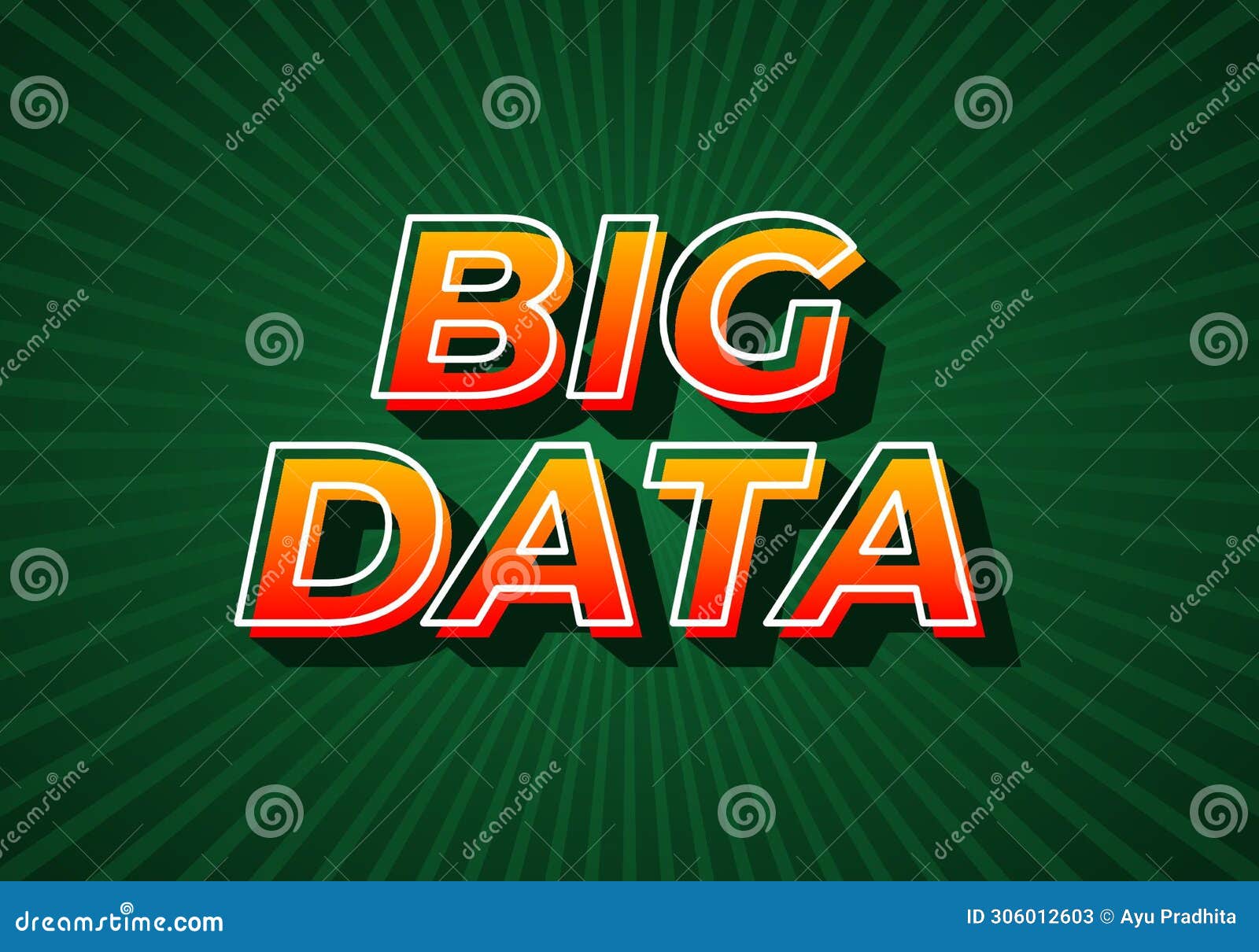 Big Data. Text Effect in Gradient Yellow Red Color. 3D Look. Dark Green ...