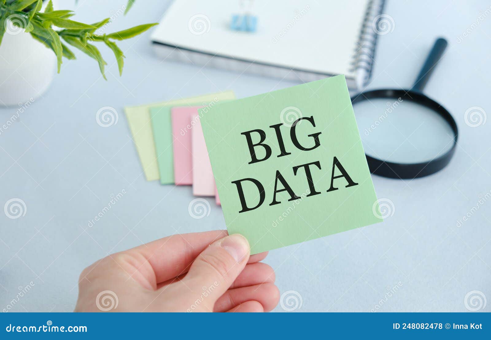 Big Data Text with Hands and Colorful Sticker Stock Photo - Image of ...
