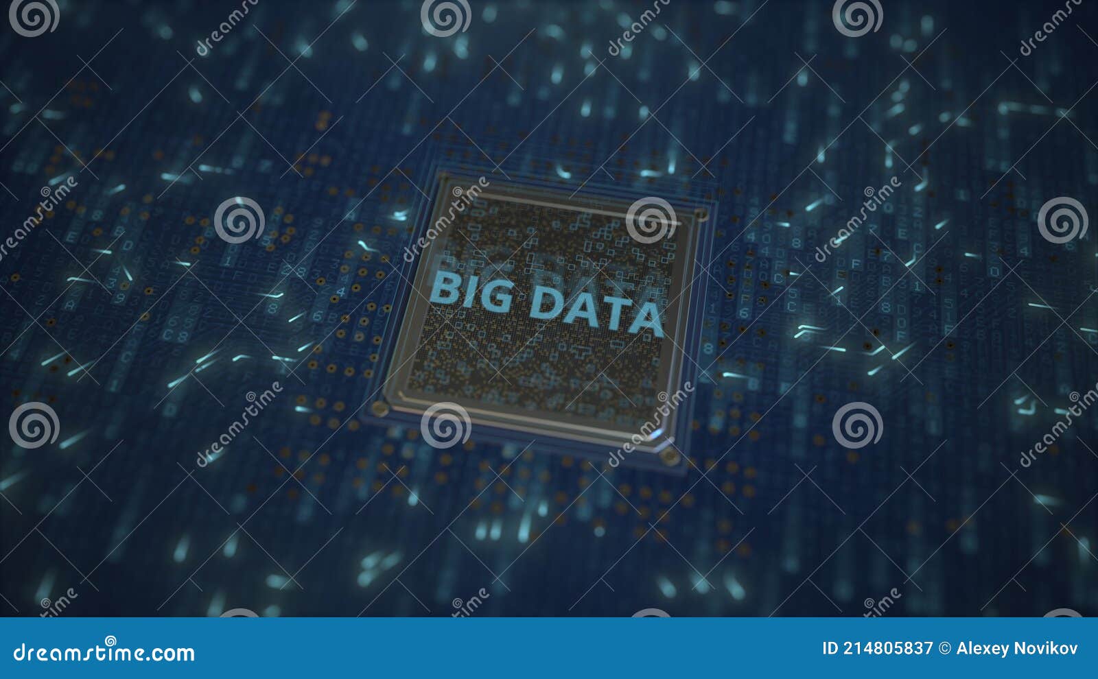 Big Data Text Op Een Computer Processor 3d Rendering Stock Illustratie ...