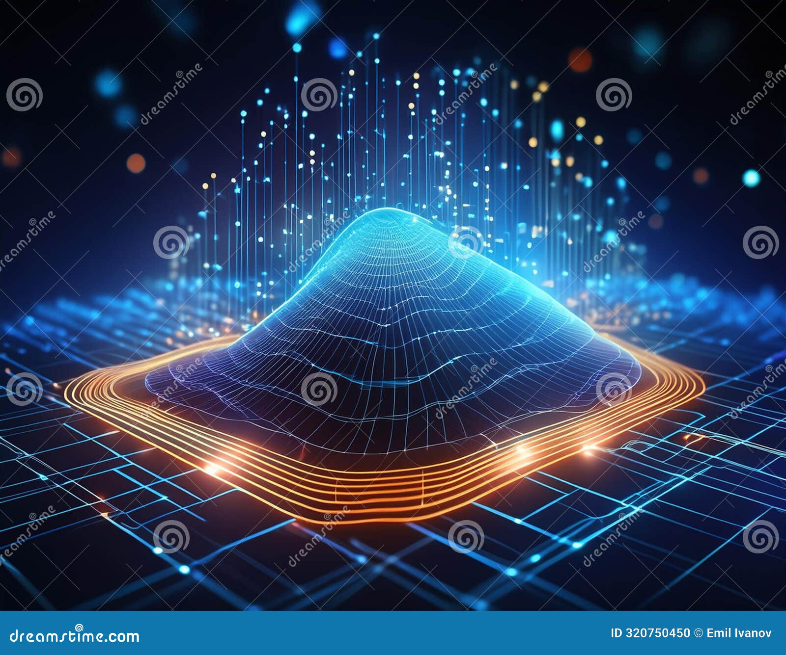 Big Data Transforming into Futuristic Wireframe Mountain Stock ...