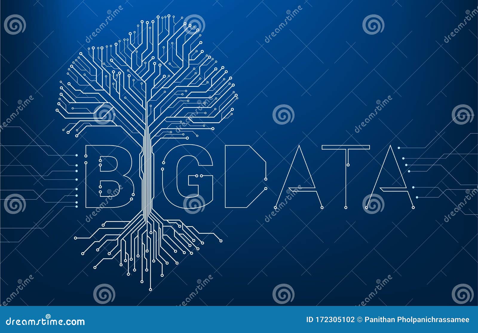 Big Data Tree from Digital Line Connect Dot Circuit Board Style. Stock ...