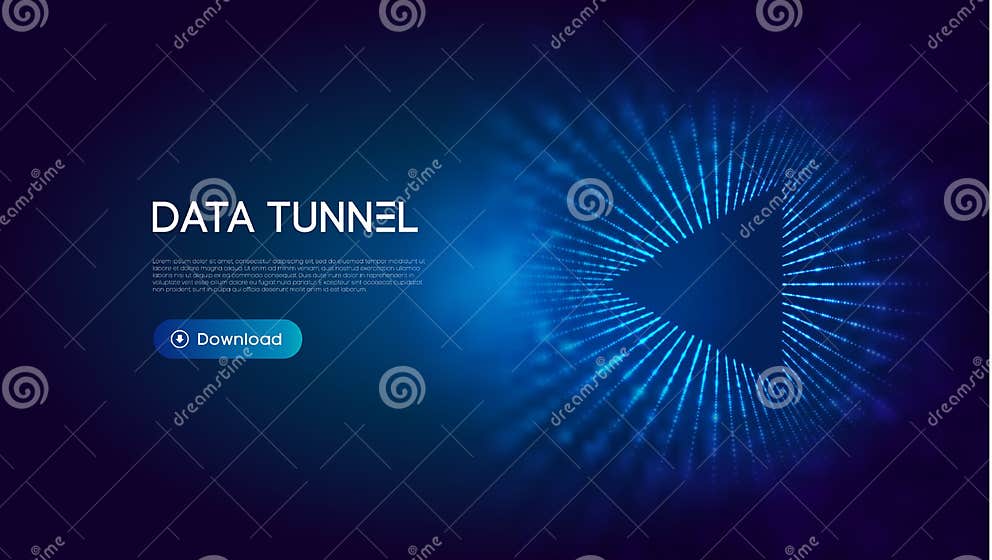Triangle Tunnel Big Data Vector Illustration. Abstract Digital Background. Computer Triangle ...