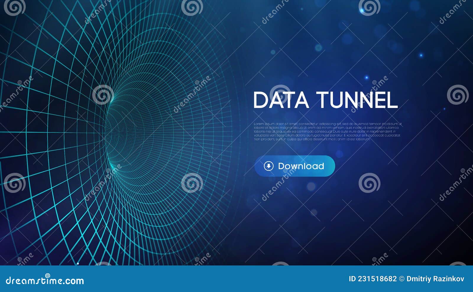 Big Data Tunnel Vector Illustration. Abstract Digital Background ...