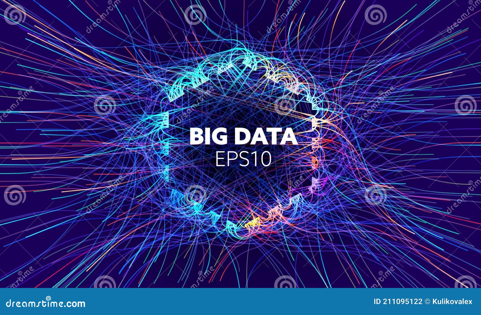 Big Data Vector Background. Visual Sort Analysis. Wave Flow Data ...