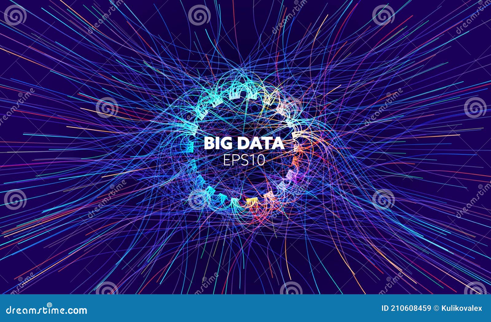 Big Data Vector Circle Background. Visual Sort Analysis. Wave Flow Data ...